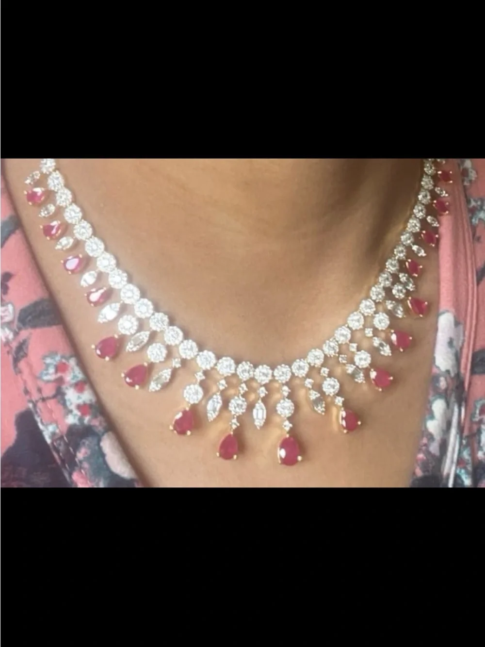 Zara | Jewelry | Teardrop Ruby And Clear Genuine Swarovski Elements ...